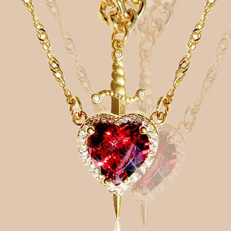 Vintage Matching Heart and Sword Necklace Set – lionclay