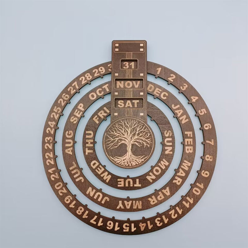 Wooden Rotating Circular Perpetual Calendar – lionclay