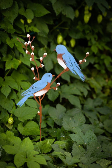 Hand Painted Metal Bluebirds on Spring Willow Garden Stake – lionclay