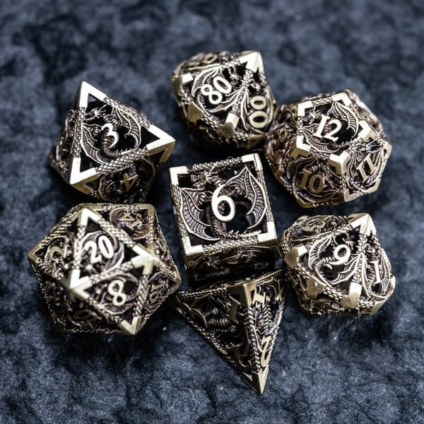 🐲Hollow Metal Dragon Shaped Carving Dice Set🎲 – lionclay