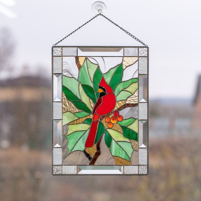 Cardinal Stained Window Panel – lionclay