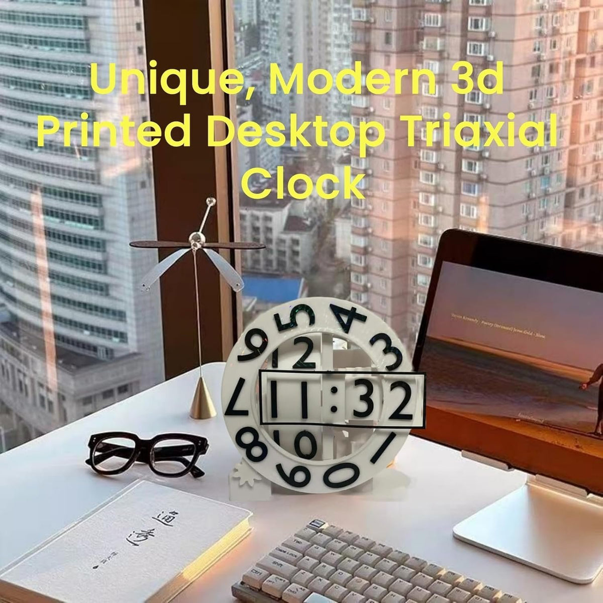 ⏰Unique Modern 3D Printed Desktop Triaxial Numechron Clock – lionclay