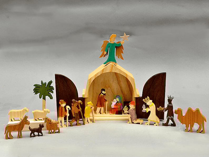 🔥Story Unique Nativity Set Wooden Nativity Scene – lionclay