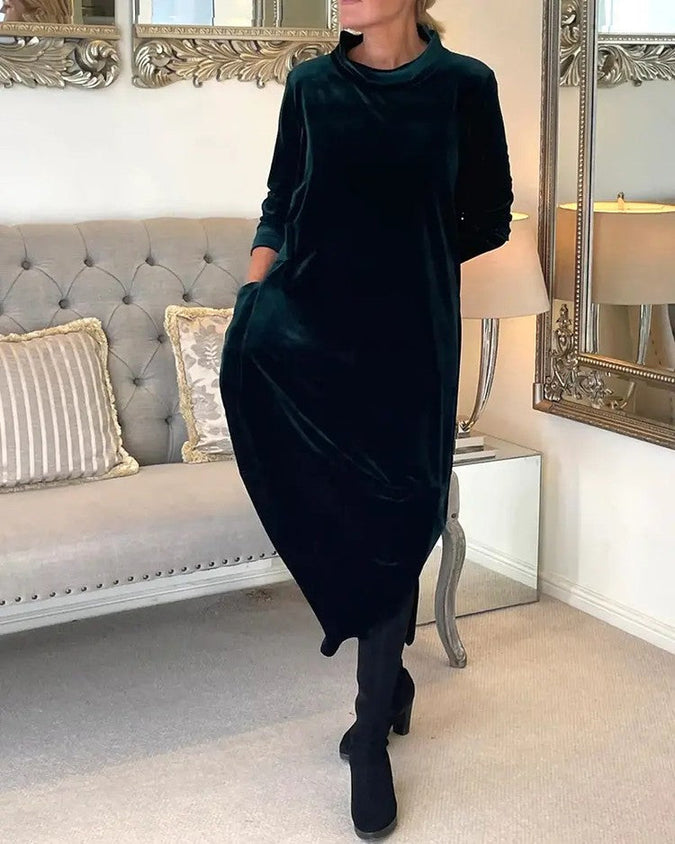 🍂Round neck slimming long dress – lionclay