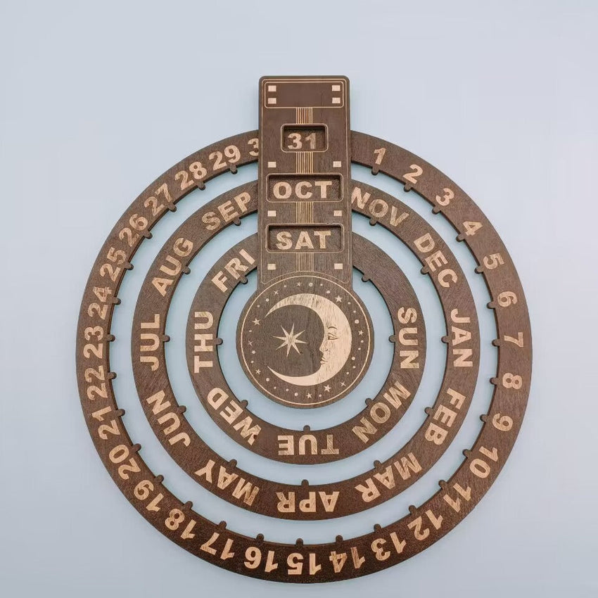 Wooden Rotating Circular Perpetual Calendar – lionclay