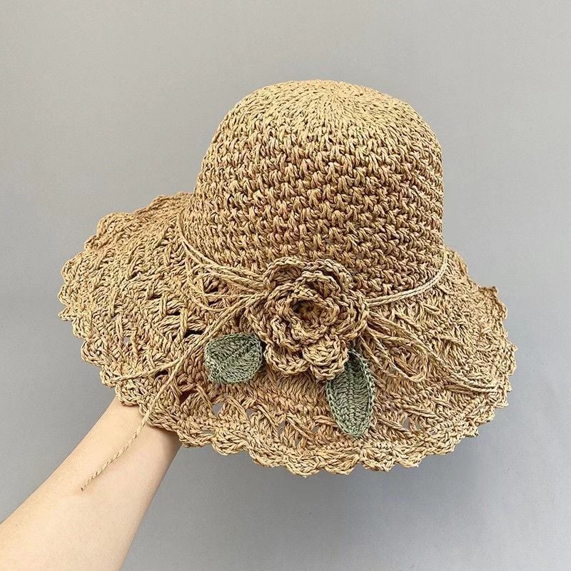 Elegant Crochet Straw Hat with Ruffle Detail – lionclay