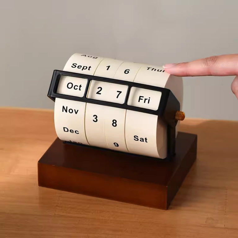Rotary Wooden Countdown Desktop Perpetual Calendar – lionclay