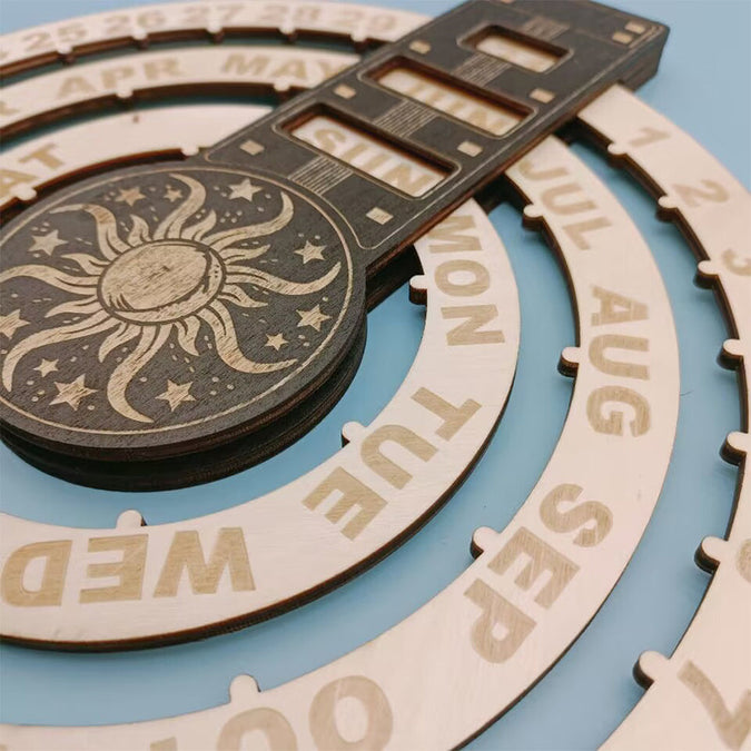 Wooden Rotating Circular Perpetual Calendar – lionclay