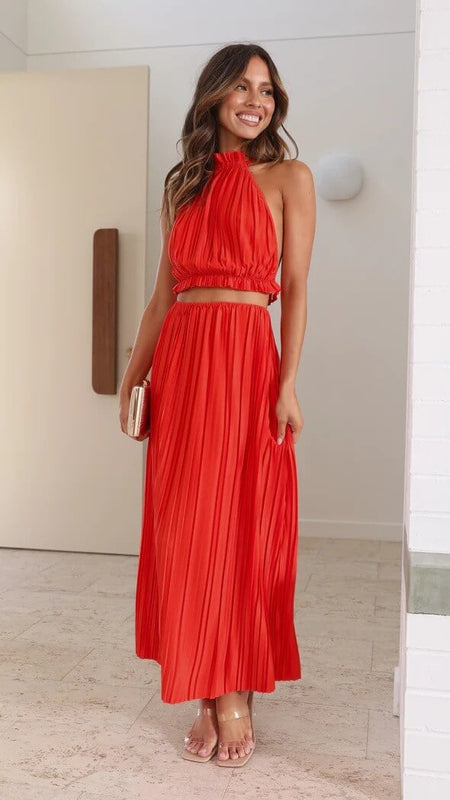 New halter neck backless lace-up suit long dress – lionclay