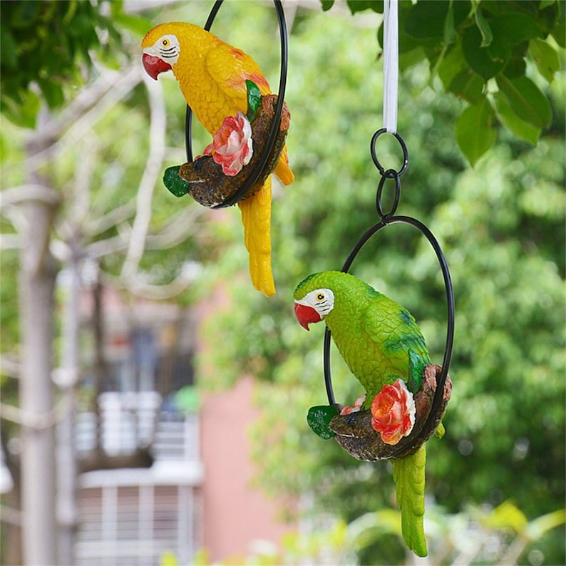 Iron ring parrot pendant garden decoration – lionclay