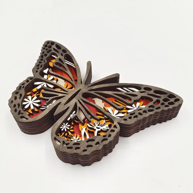 3D Wooden Carving Art Butterfly Wood Crafts Home Carving Decorations ...