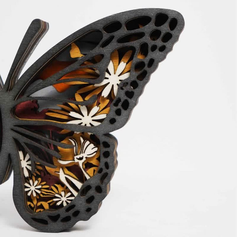 3D Wooden Carving Art Butterfly Wood Crafts Home Carving Decorations ...