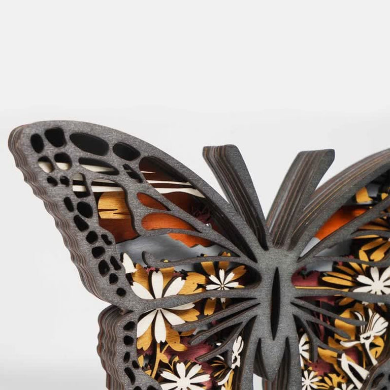 3D Wooden Carving Art Butterfly Wood Crafts Home Carving Decorations ...