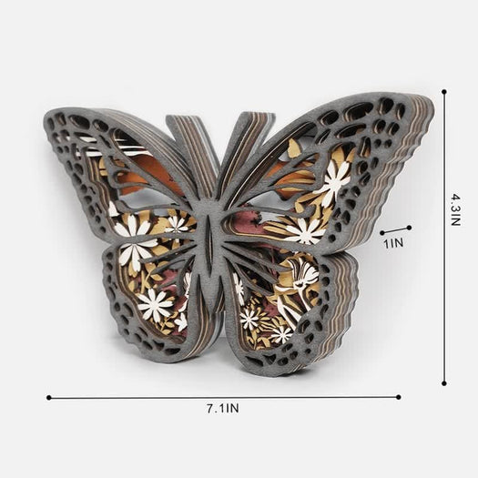 3D Wooden Carving Art Butterfly Wood Crafts Home Carving Decorations ...