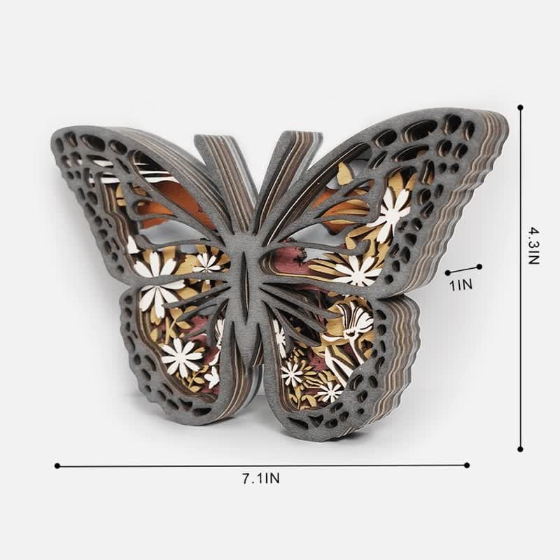 3D Wooden Carving Art Butterfly Wood Crafts Home Carving Decorations ...