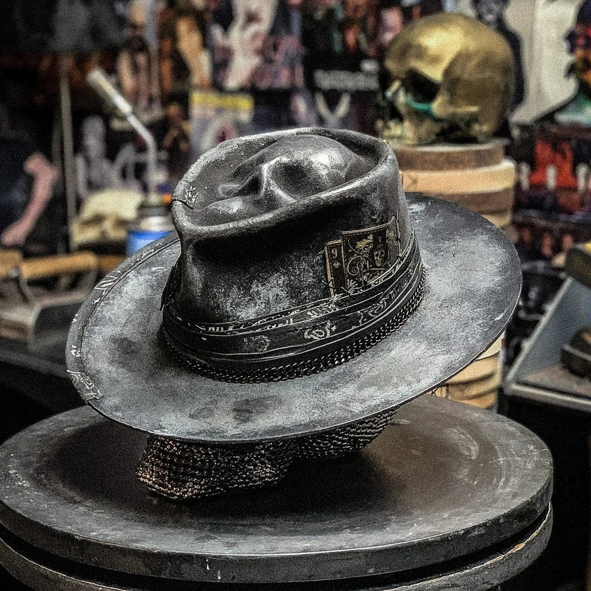 💀"Harvester of Sorrow" Handmade Skull Hat – lionclay