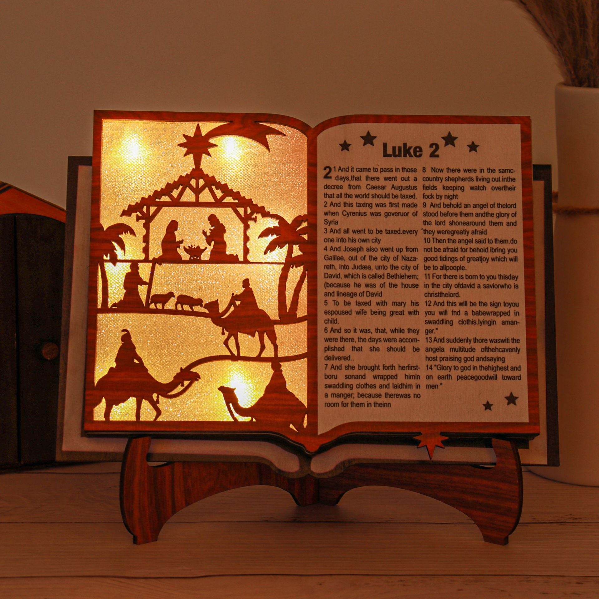3D Christmas Wooden Nativity Scene Book Display With Light – lionclay